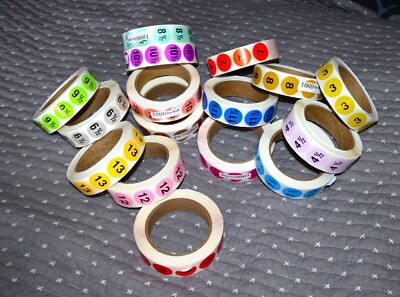 Colored Shoe Size Stickers - 1" Inch Round - 480 psc Mixes 16 Different ...