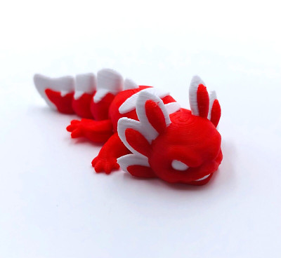 3D Printed Axolotl Red Velvet Axo Cute Adorable Baby Mud Puppy White US ...