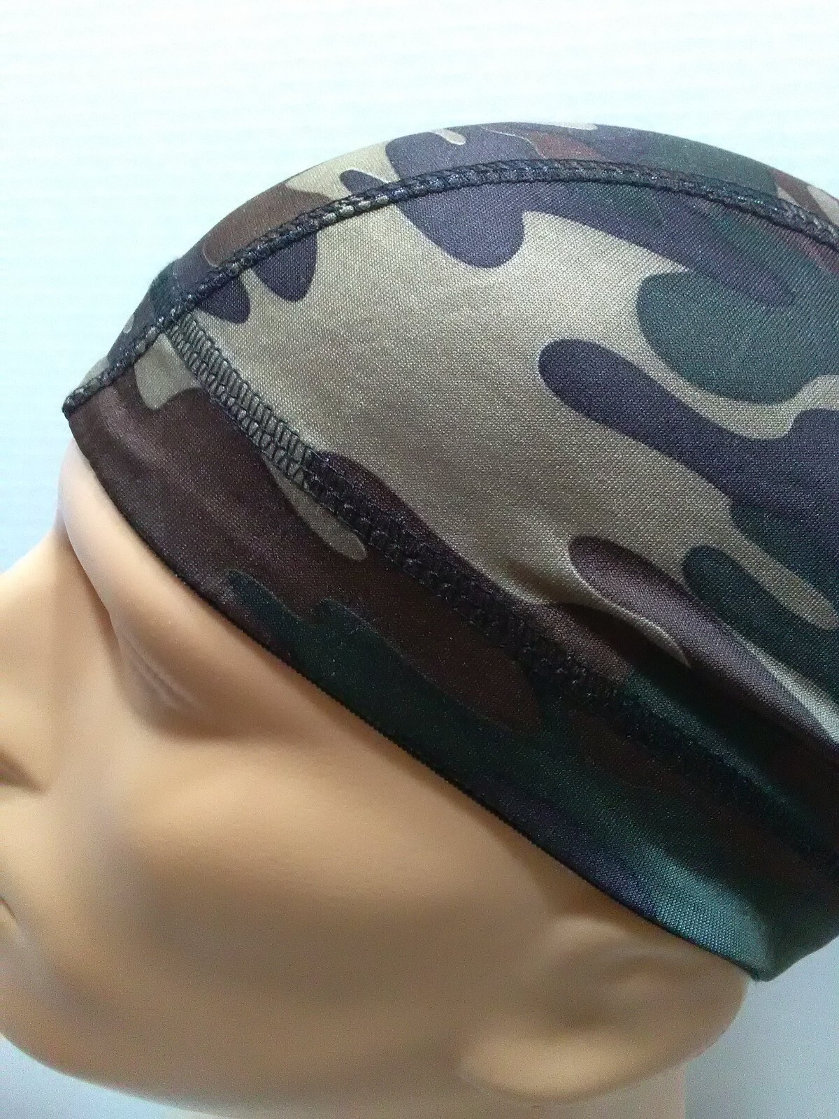 camo spandex Dome cap man Hat skull BIKER HEAD LINER football sport ...