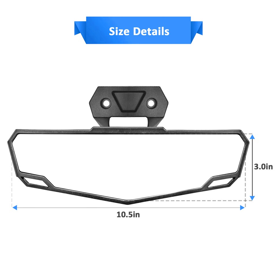 UTV Rear Side & Center View Convex Mirrors For Polaris RZR PRO XP 2/4 ...