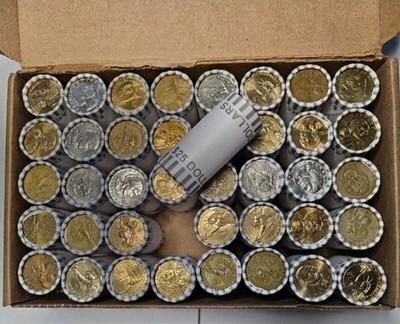 US ONE DOLLAR Unsearched Bank Roll! 25 COIN ROLL! BANK SEALED UNOPENED ...