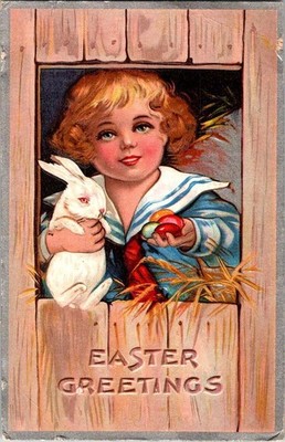 Bunny Rabbit featured on Cute Vintage Easter Postcard j/02 AX3613 | eBay