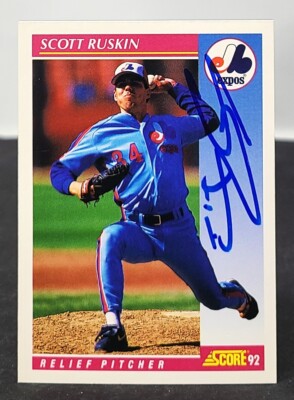 SCOTT RUSKIN Signed Autograph 1992 Score Baseball Card #121 Montreal ...