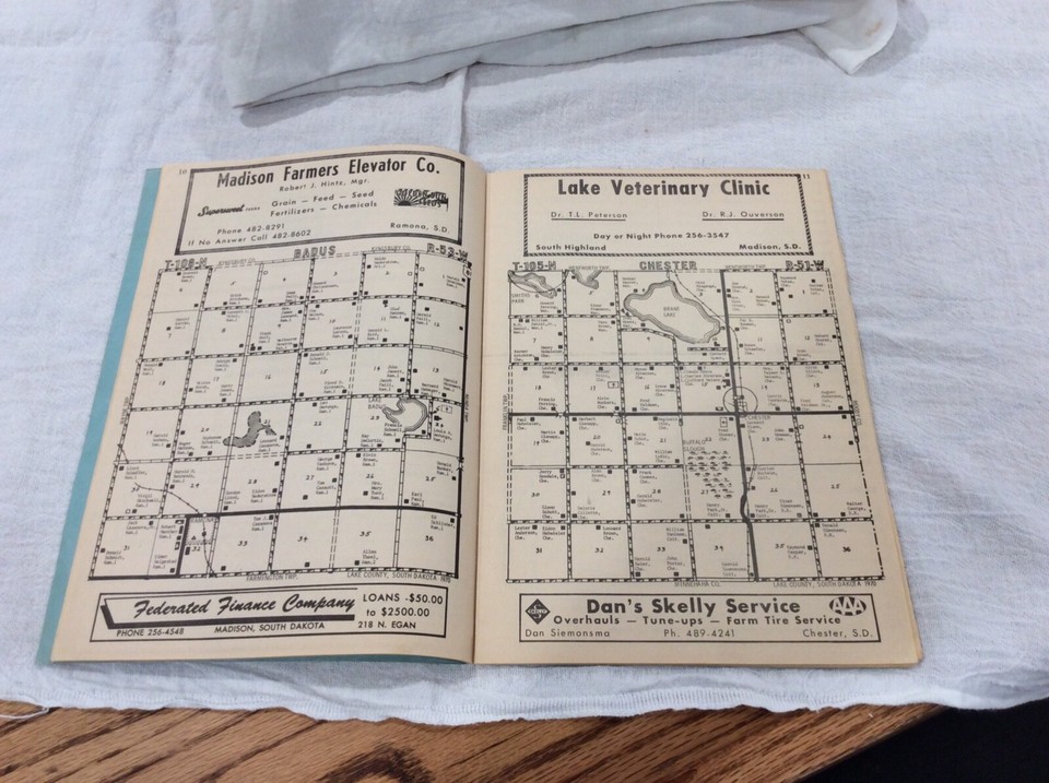 1970 Lake County South Dakota Farm-Ranch Directory Madison Plat Maps ...