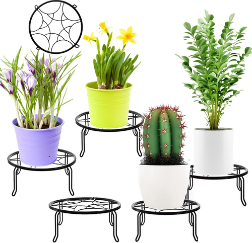 5 Pack Metal Plant Stands, 9 Inch round Plant Stands Outdoor, Heavy ...