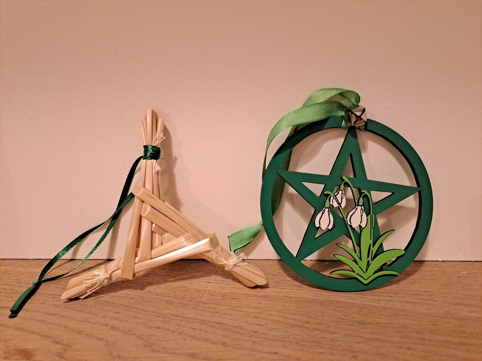 Brigid Straw Cross 3 Arm & Snowdrop Pentacle Imbolc Pagan Wicca Altar ...