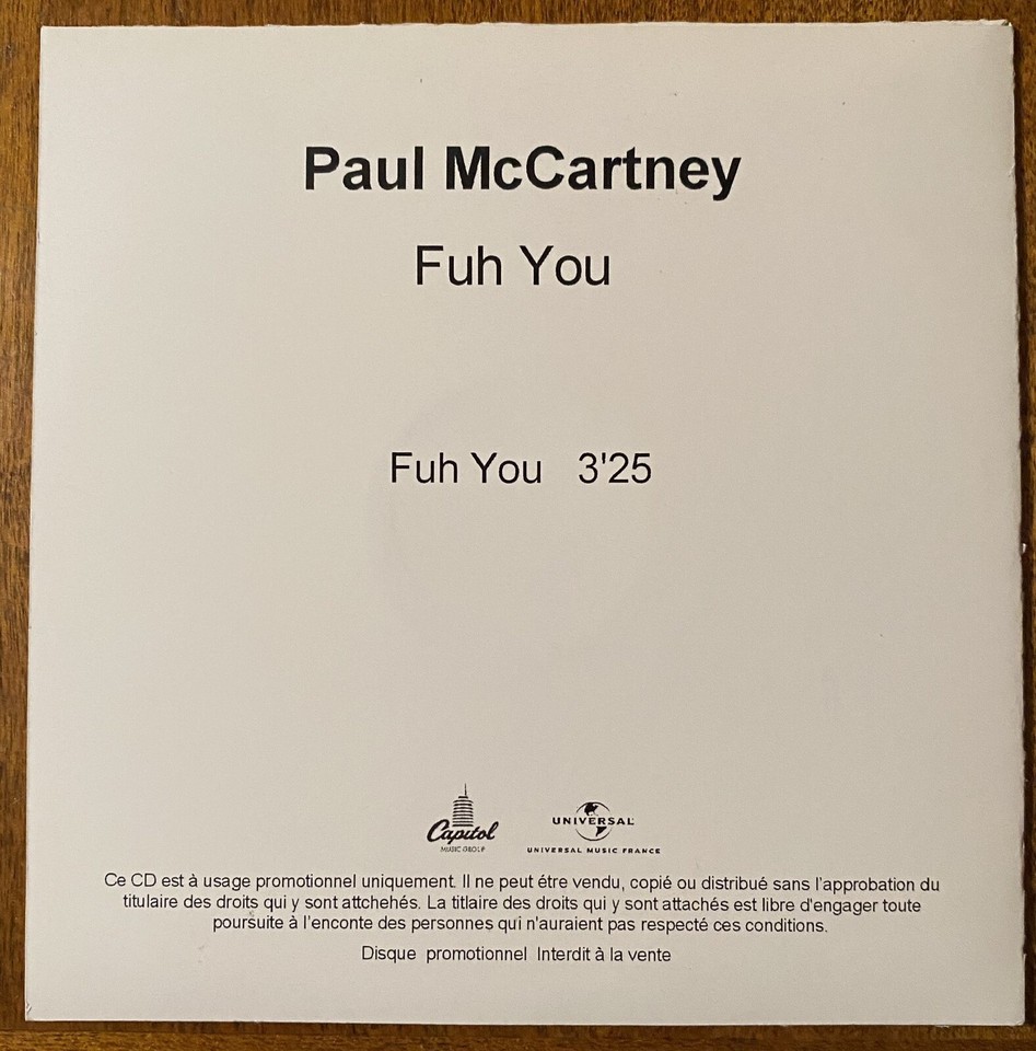PAUL McCARTNEY Fuh You 2019 Capitol Records FRENCH PROMO Only CD Single ...