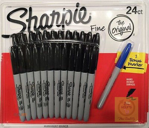 24 SHARPIE Black Permanent Marker Pen Sharpies Bulk Texta Fine Point ...