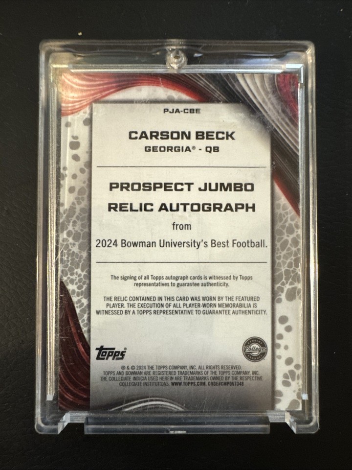 2024 Bowman's Best University - Jumbo Relic Autographs Carson Beck ...