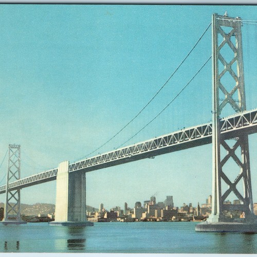 c1950s San Francisco, CA Oakland Bay Bridge Panorama Chrome Photo PC ...