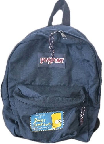 Vtg 90's Jansport Made In USA Backpack Navy Blue Retro Nylon Logo Bart ...