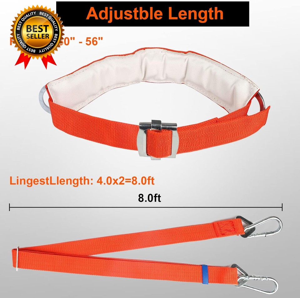 Safety Belt with Adjustable Lanyard Tree Climbing Belt Harness Fall ...