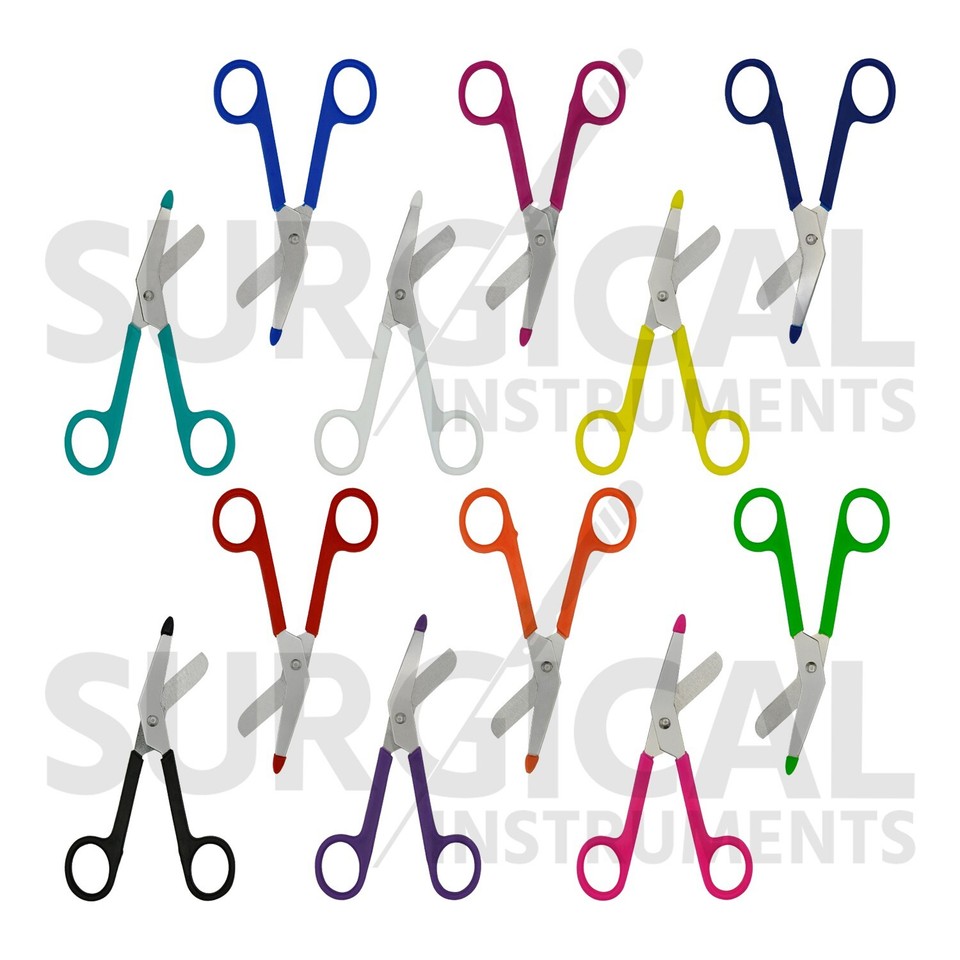 12 Pcs Plastic Handle Colored Bandage Scissors Scrub Nurse Idea German ...
