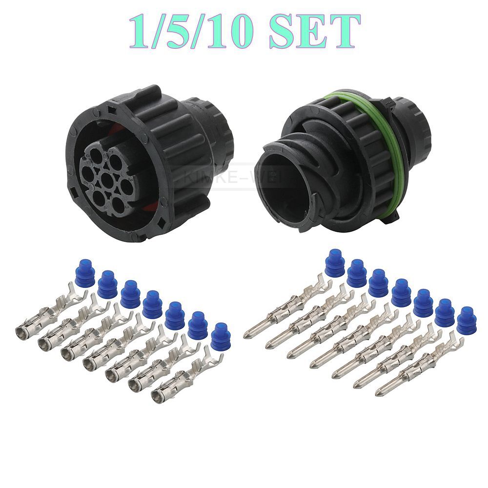 7 Polig AMP DIN 72585 Auto/KFZ Rund Steckverbinder Stecker Buchse ...