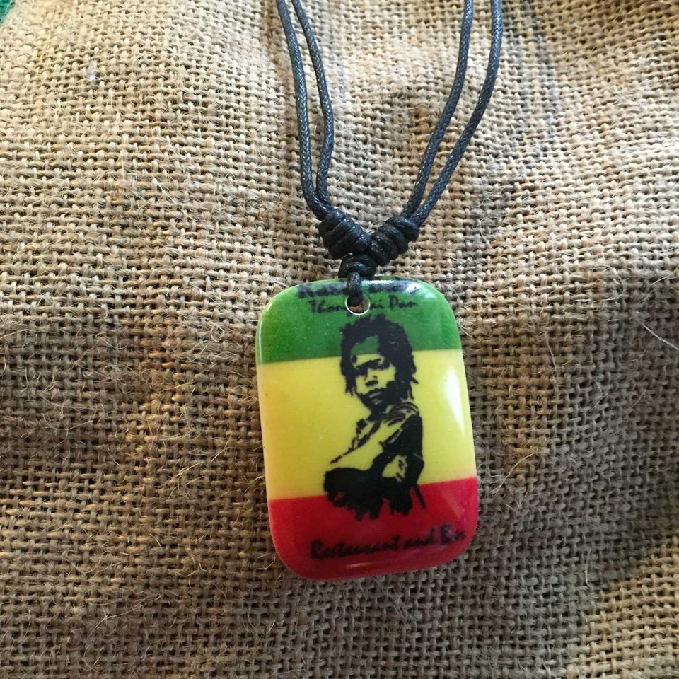 Black Cord Necklace Reggae Vibes Dog Tag Selassie Rasta Necklace ...