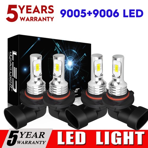9005 9006 LED Headlight Kit 10000K Combo Bulbs High Low Beam Super ...