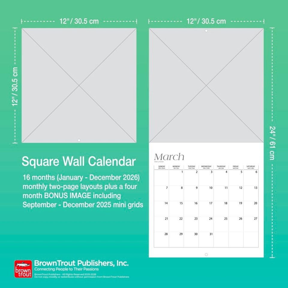 M.C. Escher OFFICIAL | 2026 12x24" Square Wall Calendar | Plastic-Free ...