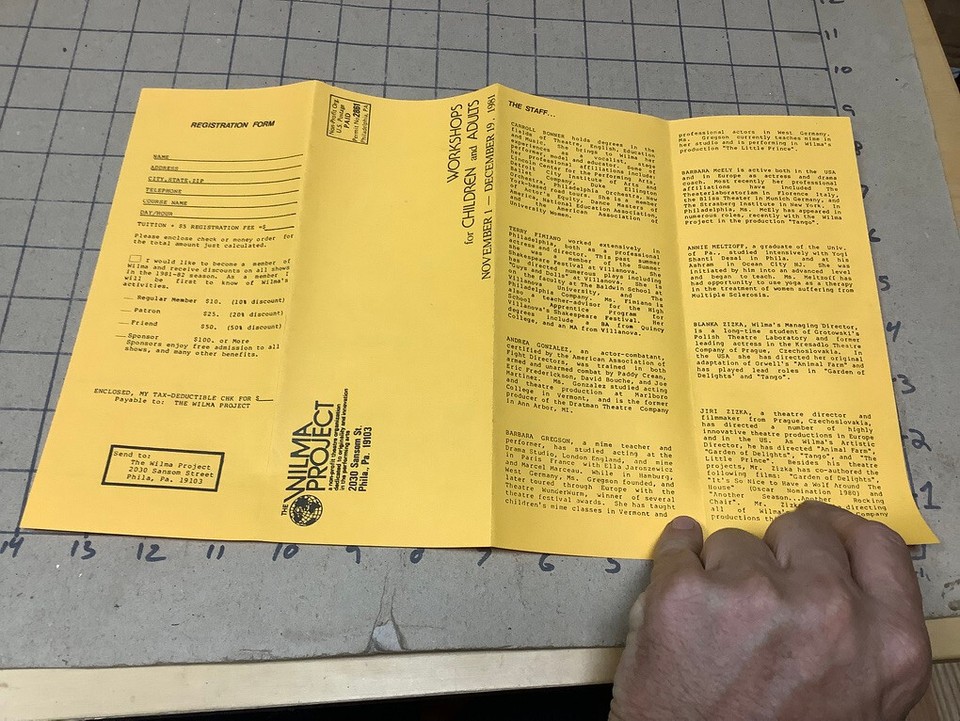 Vintage PUPPET paper item: THE WILMA PROJECT; nov 1 - dec 19, 1981 ...