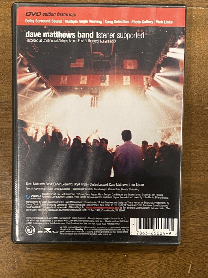 Dave Matthews Band - Listener Supported (DVD, 2000) 78636500492| eBay