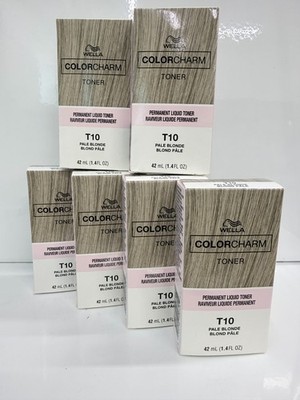 Wella Color Charm Permanent Liquid Toner T10 Pale Blonde 1.4oz 6pc ...