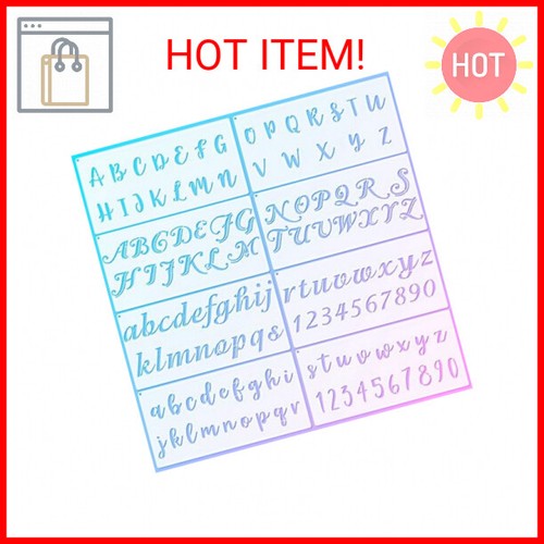 8 Pieces Calligraphy Letter Number Stencil Reusable Template Cursive ...