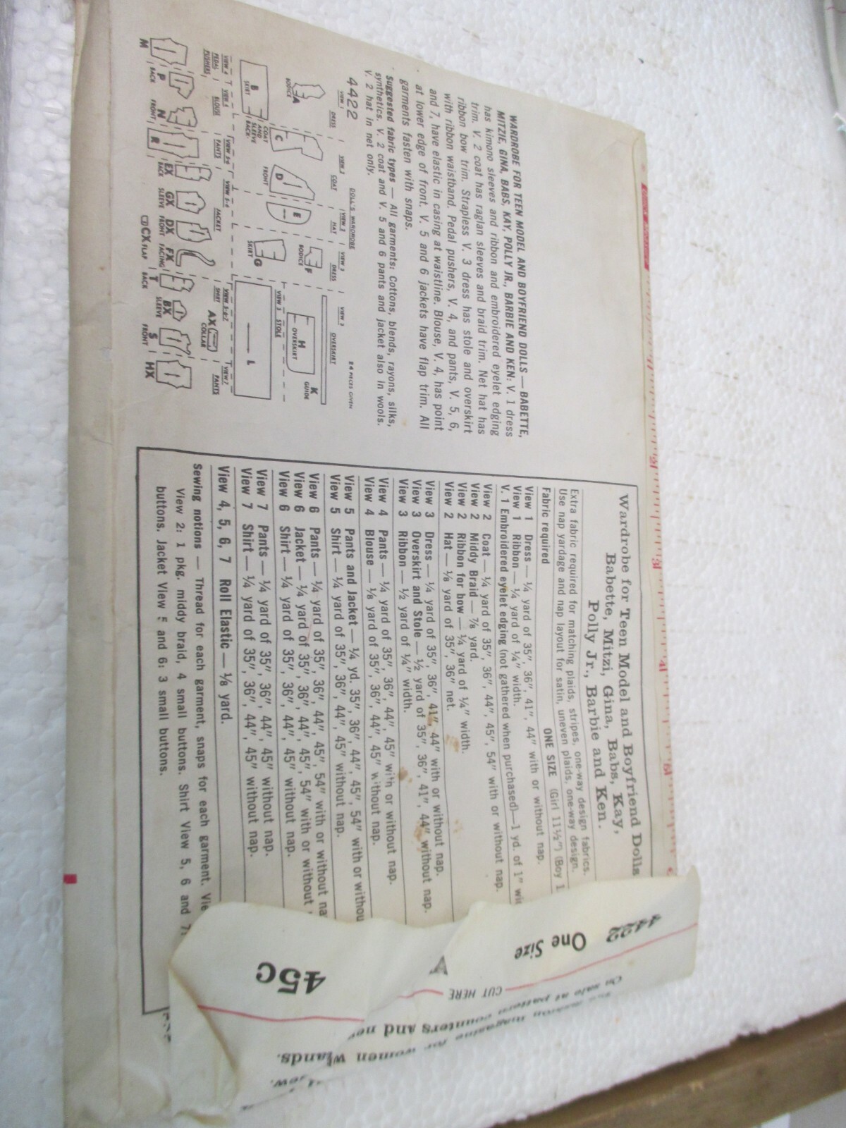 Vintage Simplicity Doll Printed Pattern 4422 | eBay