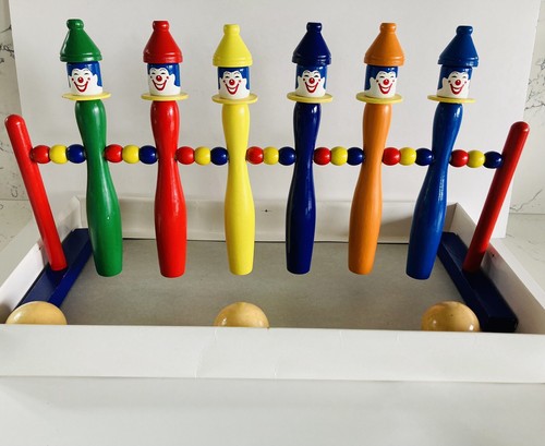 Wooden Clown Pins Bowling Board Game By Hats Off/Schylling-Vintage ...