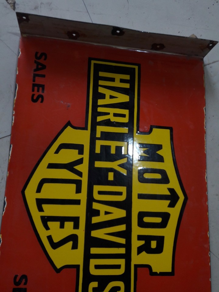 PORCELAIN HARLEY DAVIDSON ENAMEL SIGN 22X14 INCHES DOUBLE SIDED WITH ...
