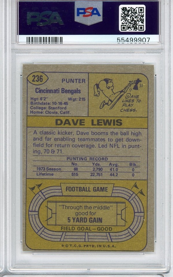 1974 Topps #236 Dave Lewis - Bengals - PSA 7 | eBay