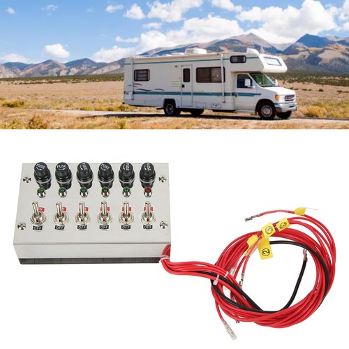 Car DC12V 24V 15A 6 Gang Toggle Switch Panel & LED Indicators Polished ...