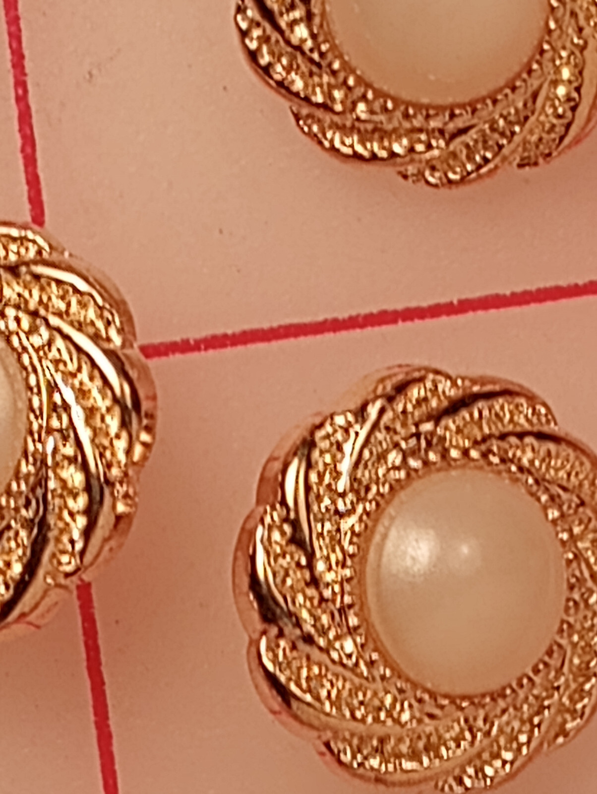 10 Large Gold Faux Pearl Plastic Shank Buttons Pretty Swirl Edge 1 ...