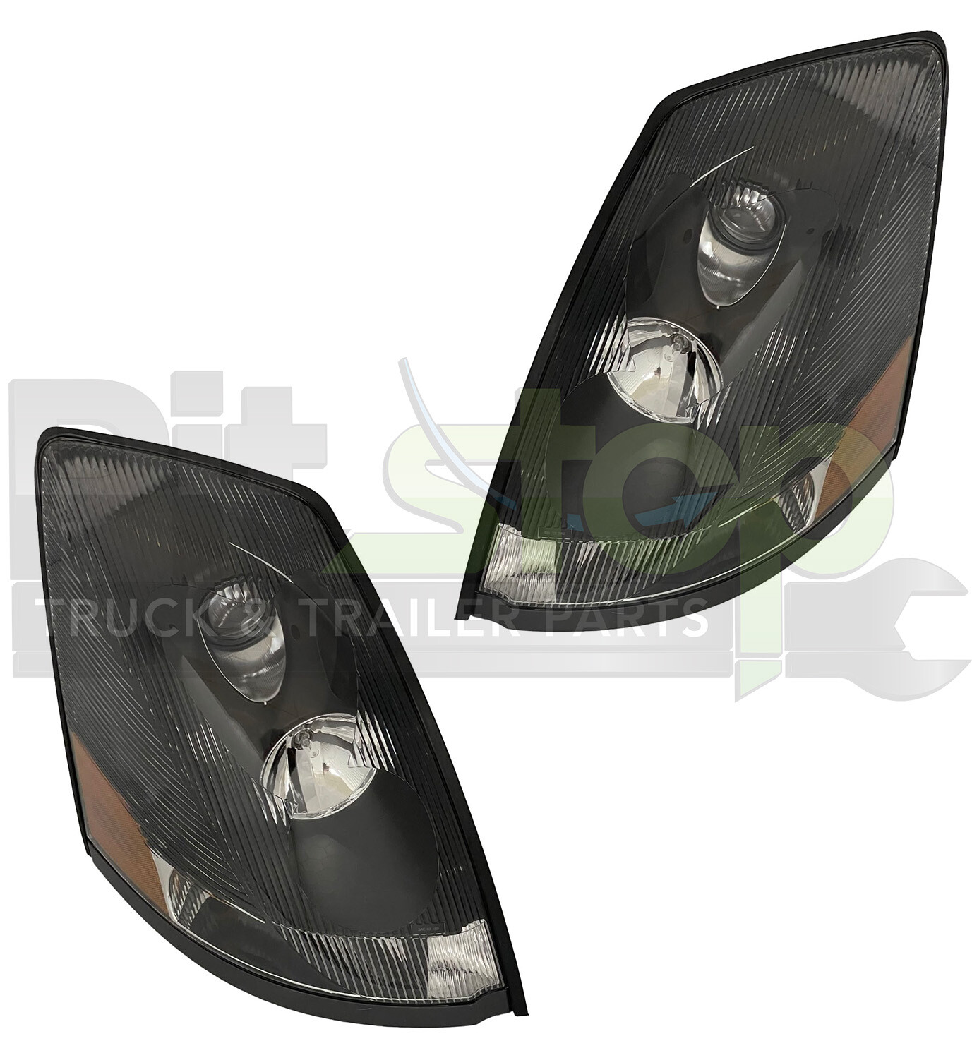 Volvo VNL 04-7 Black Projector Headlight Halogen Set Left Right Semi ...
