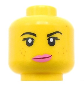 LEGO NEW FEMALE MINIFIGURE HEAD PINK LIPS DUAL SIDED FACE WITH FRECKLES ...