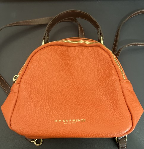 Divina Firenze Orang leather Convertible Top Handle Backpack Crossbody ...