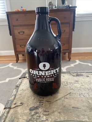 Ornery Beer Company Public House 64oz Brown Glass Beer Growler Jug ...