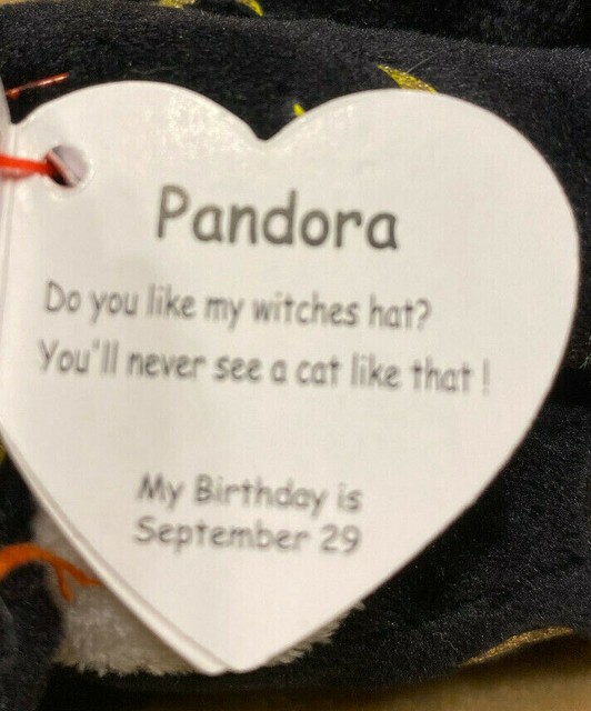 Ty Beanie Boos 36235 Pandora The Black Cat With Hat Halloween Boo ...
