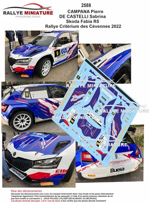 DECALS 1/24 REF 2588 SKODA FABIA CAMPANA CRITERIUM DES CEVENNES 2022 ...