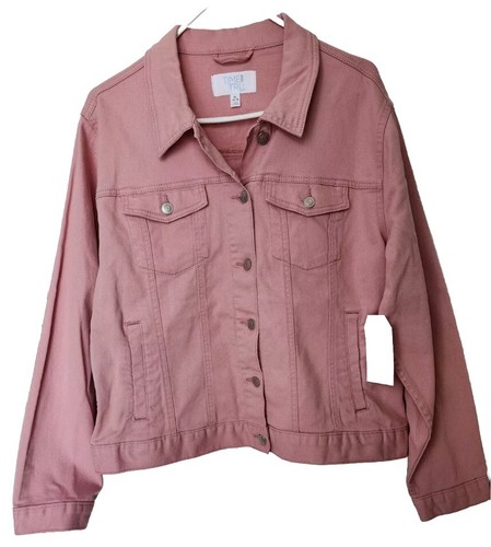 NWT Time and Tru Women's Pink Denim Jean Jacket Button Up XL 16-18 ...