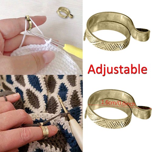 Adjustable Ring Knitting Tools Finger Wear Thimble Yarn Spring Guides ...