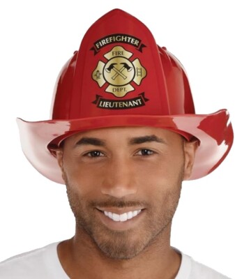 Fire Lieutenant Hat - Firefighter - Red - Plastic - Costume Accessory ...