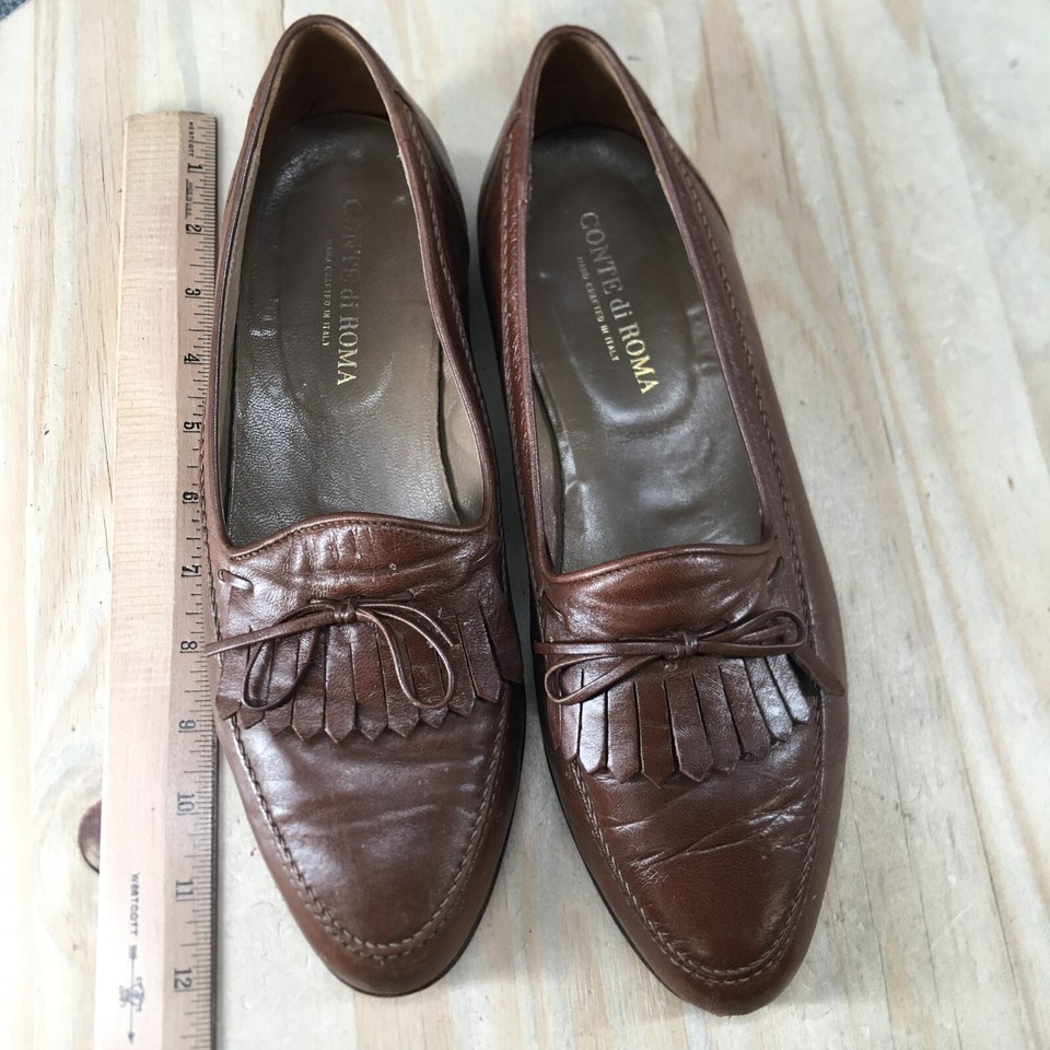 Conte Di Roma Shoes Mens 9.5 M Dress Loafers Brown Kiltie Slip On ...