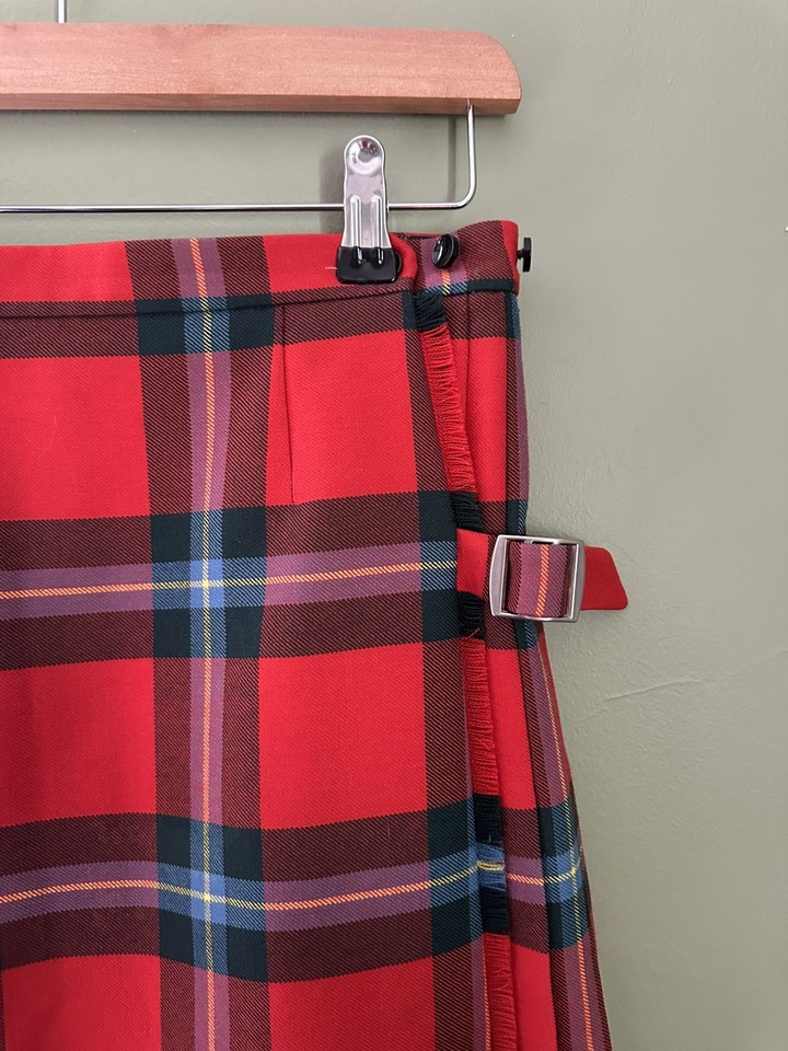 Vintage Fletcher Jones Red Tartan 100% Wool Midi Skirt | Size L | eBay ...