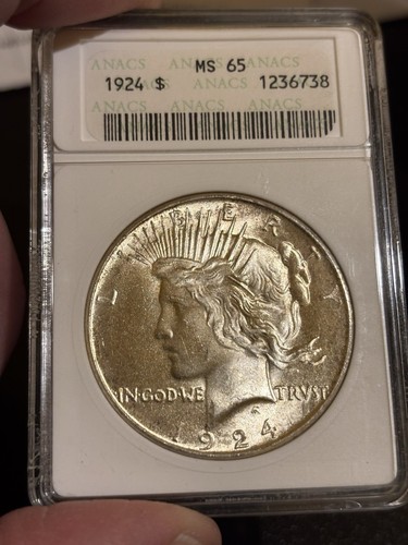 1924 Peace Dollar Ms 65 In An Old Anacs Soap Box Holder | eBay