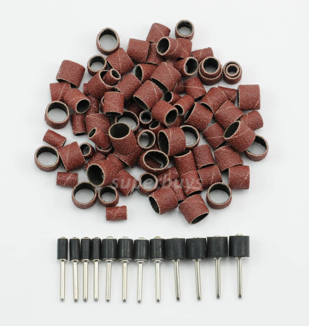 102pc 80Grit Sander Band Drum Mandrel Finishing Sandpaper Drill Bit 1/4 ...