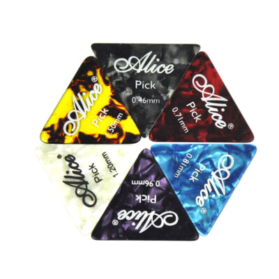 100pcs Alice AP-L Celluloid 355 Triangle Guitar Picks Plectrums Mixed ...