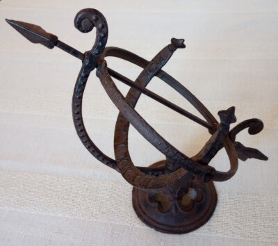 Cast Iron Sun Dial Decor Piece Garden/Table Top/Bookcase Sphere Globe 9 ...