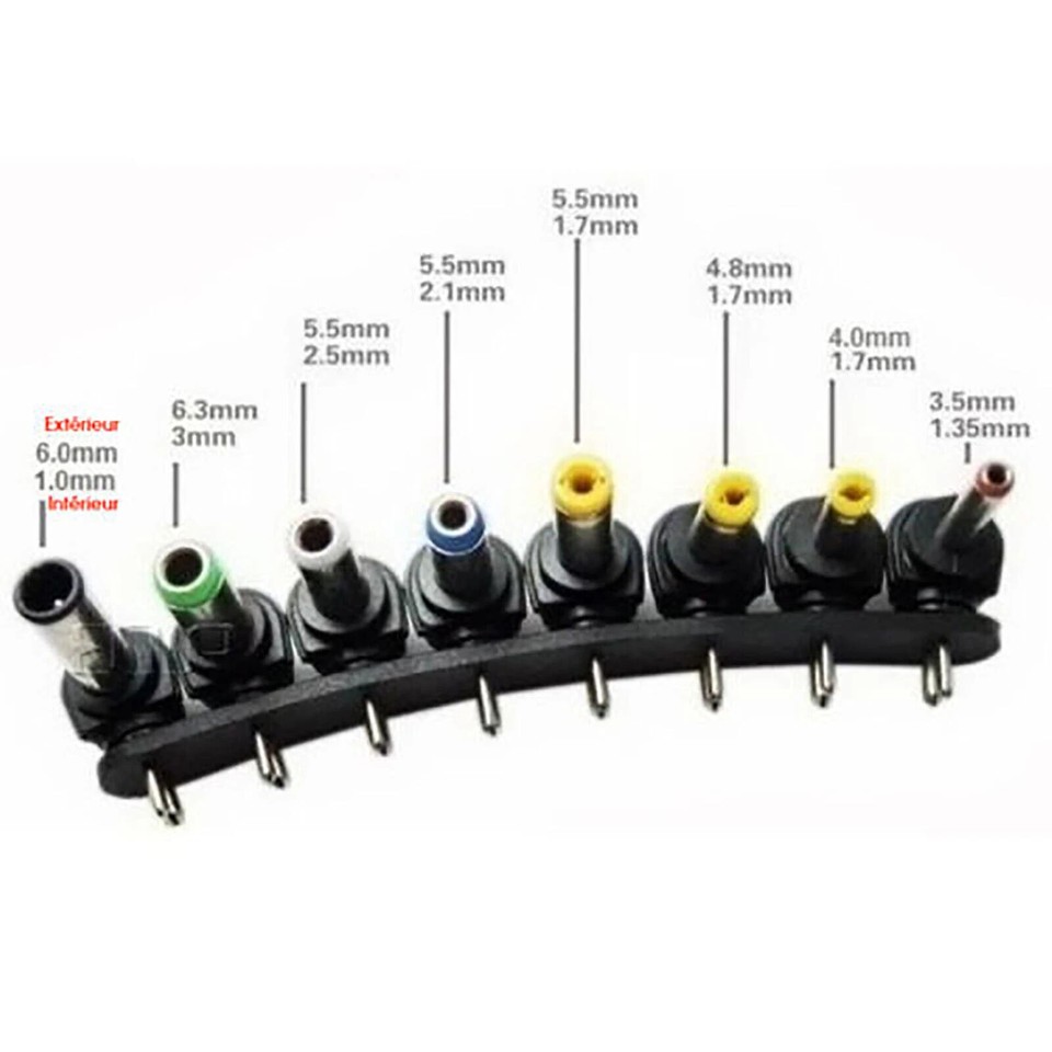 Lot 8pcs universal ac dc power adapter plug charger tips for pc ...