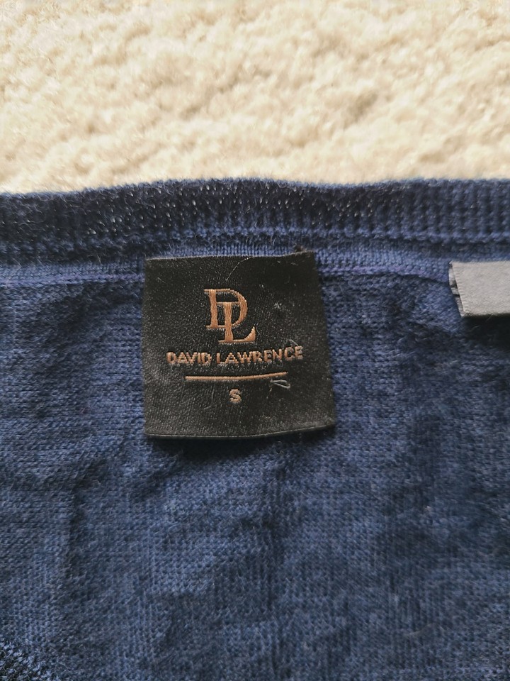 David Lawrence Size S Navy Blue 100 % Merino Wool Short Sleeve Top EUC ...
