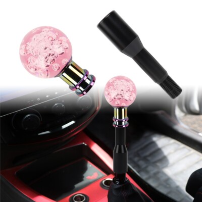 Universal 60mm Ball Crystal Bubble Pink Manual Gear Shift Knob Shifter ...