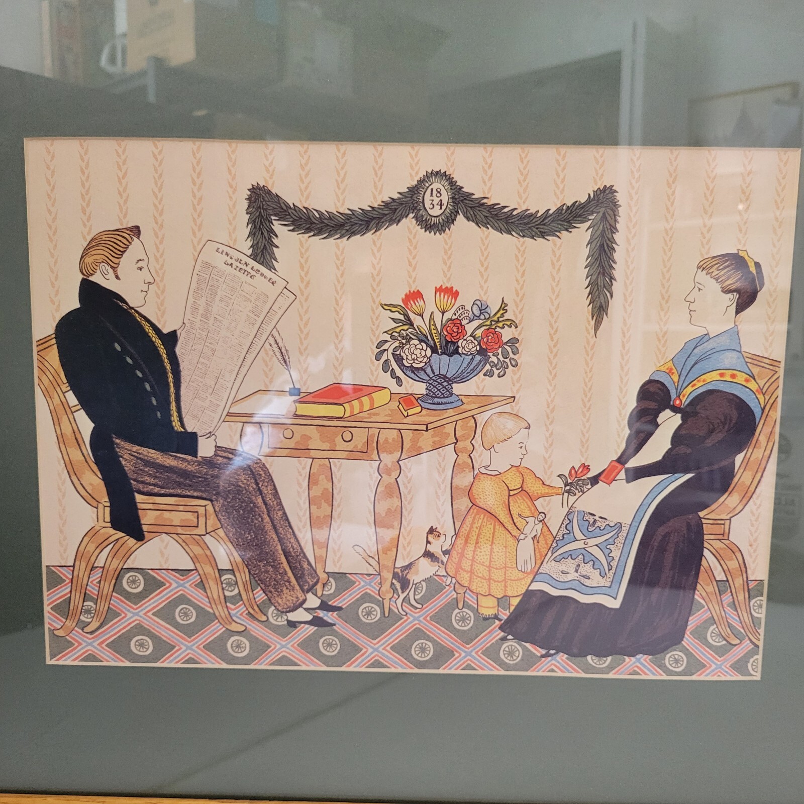 American Primitive Watercolor Joseph H Davis Folk Art Framed and Matted ...